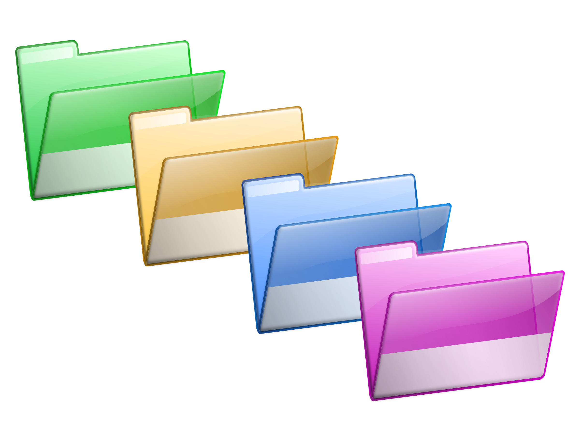 Clipart - Simple Green Yellow Blue Violet Folders Clipart - Simple Green Yellow Blue Violet Folders
