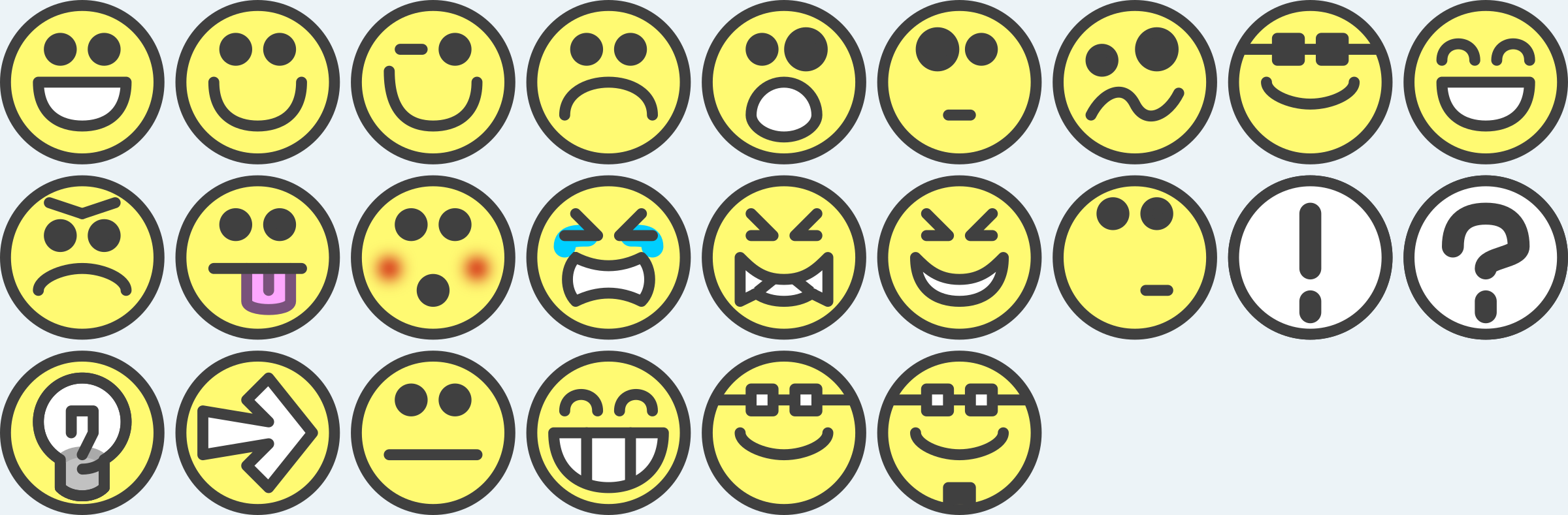 Clipart - 24 flat grin smilies emotion icons emoticons for example for ...