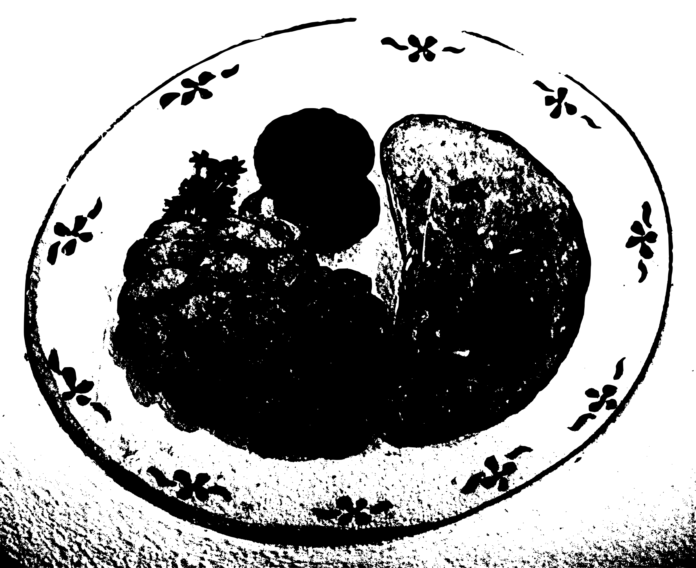 Clipart - Eating Breakfast like Pig BW