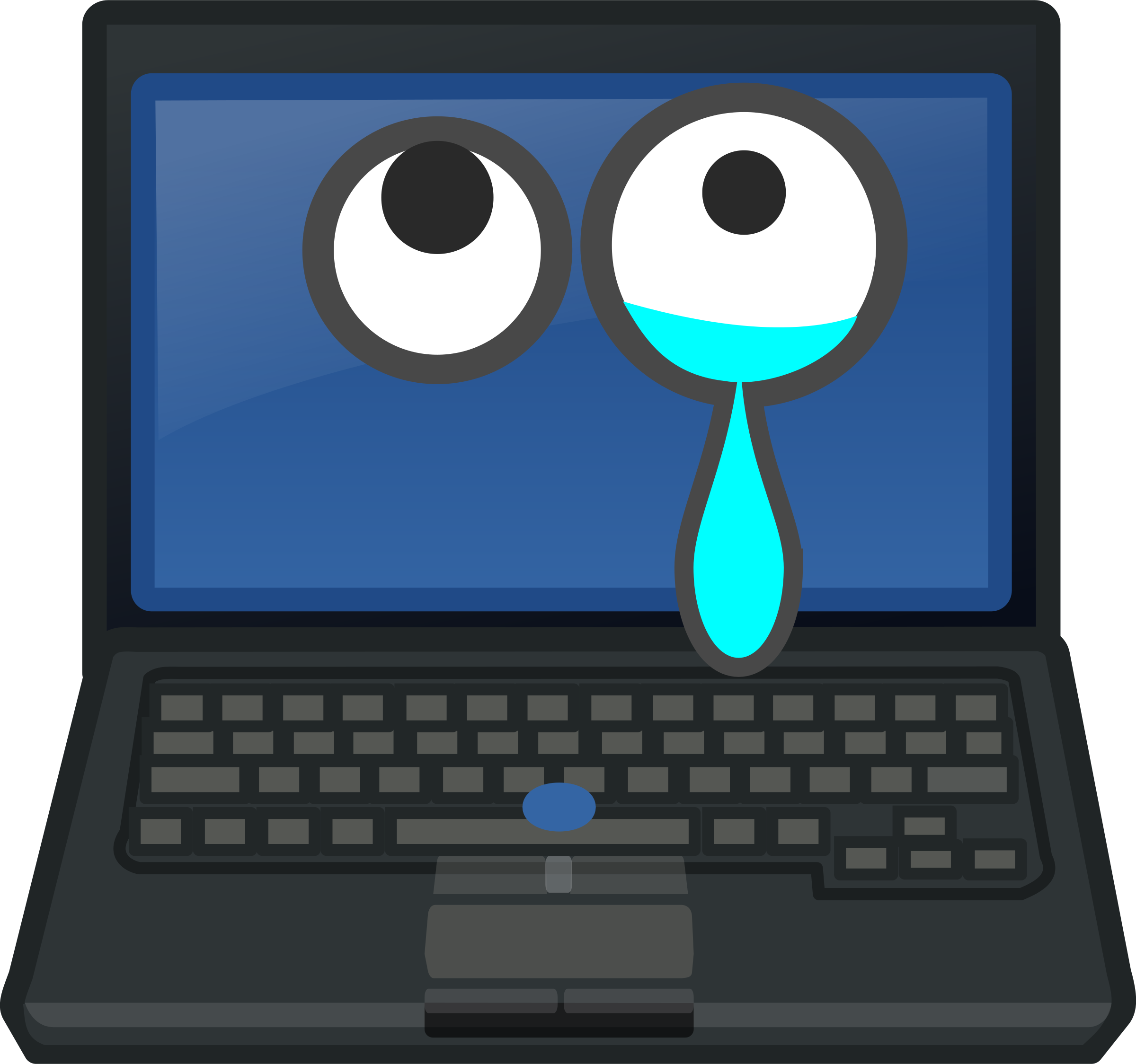 Clipart - Laptop Crying Looking Up