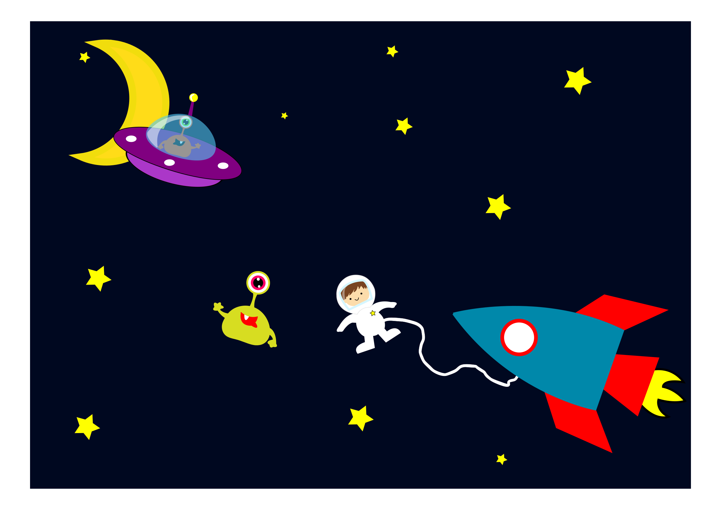 Clipart - Astronaut encounters Aliens in space Clipart - Astronaut encounters Aliens in space