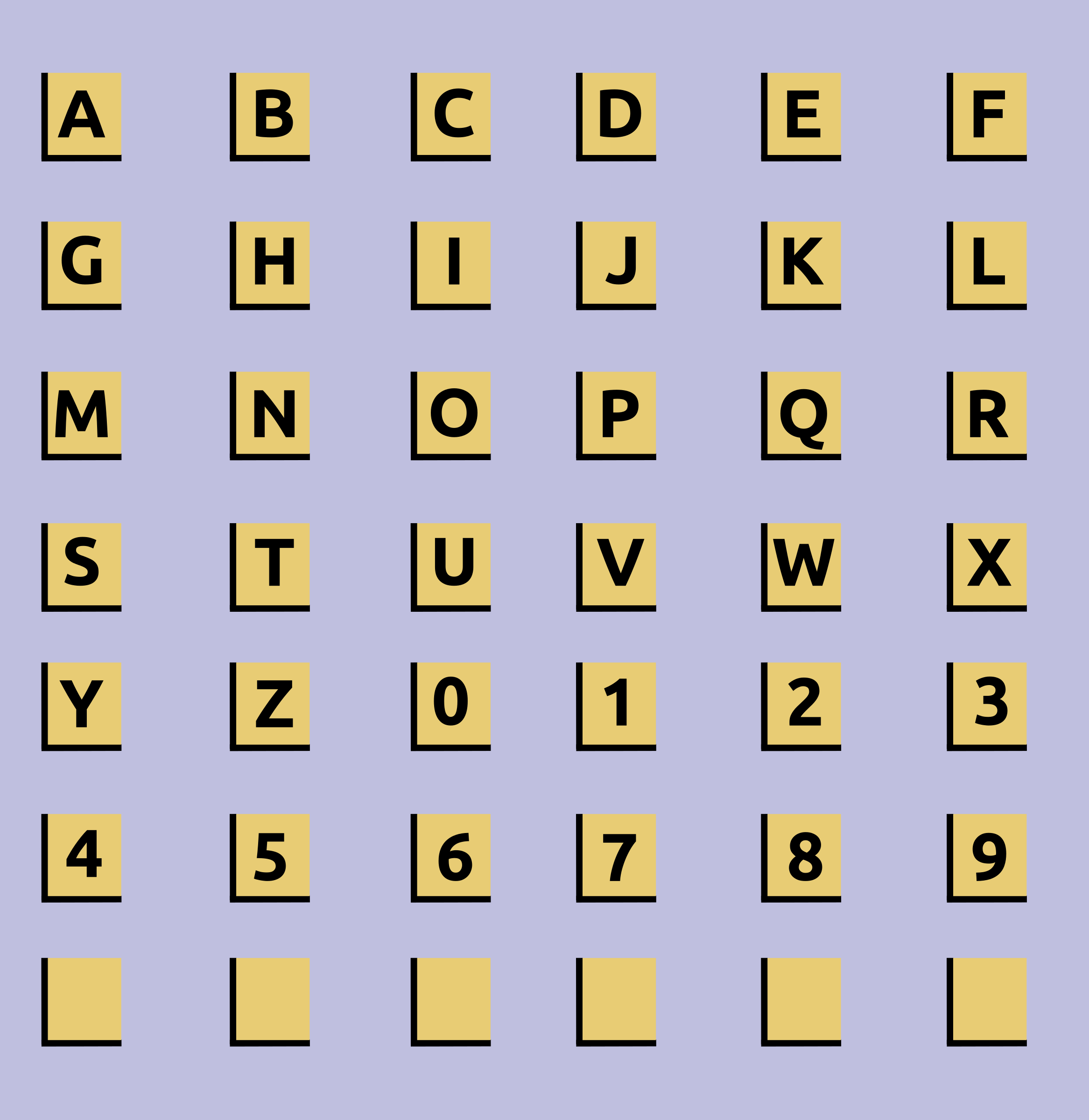 Clipart - Alphanumeric Tiles