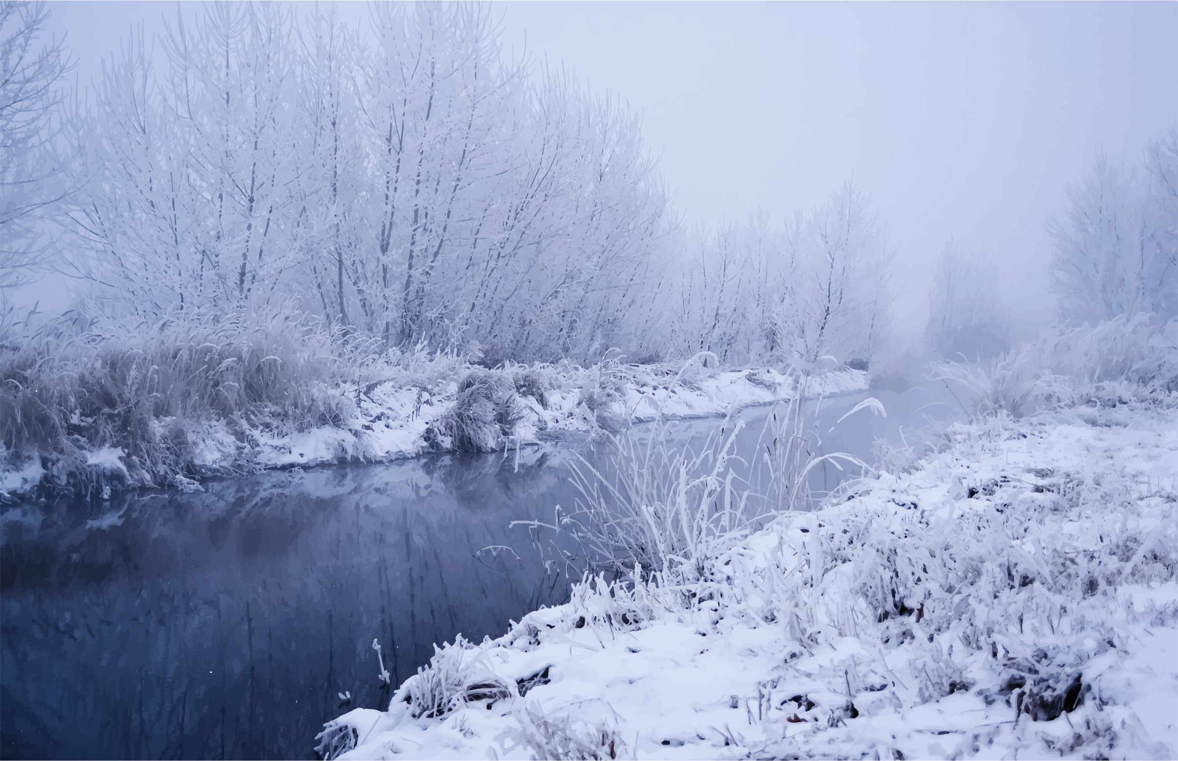 Clipart - Winter River Scene