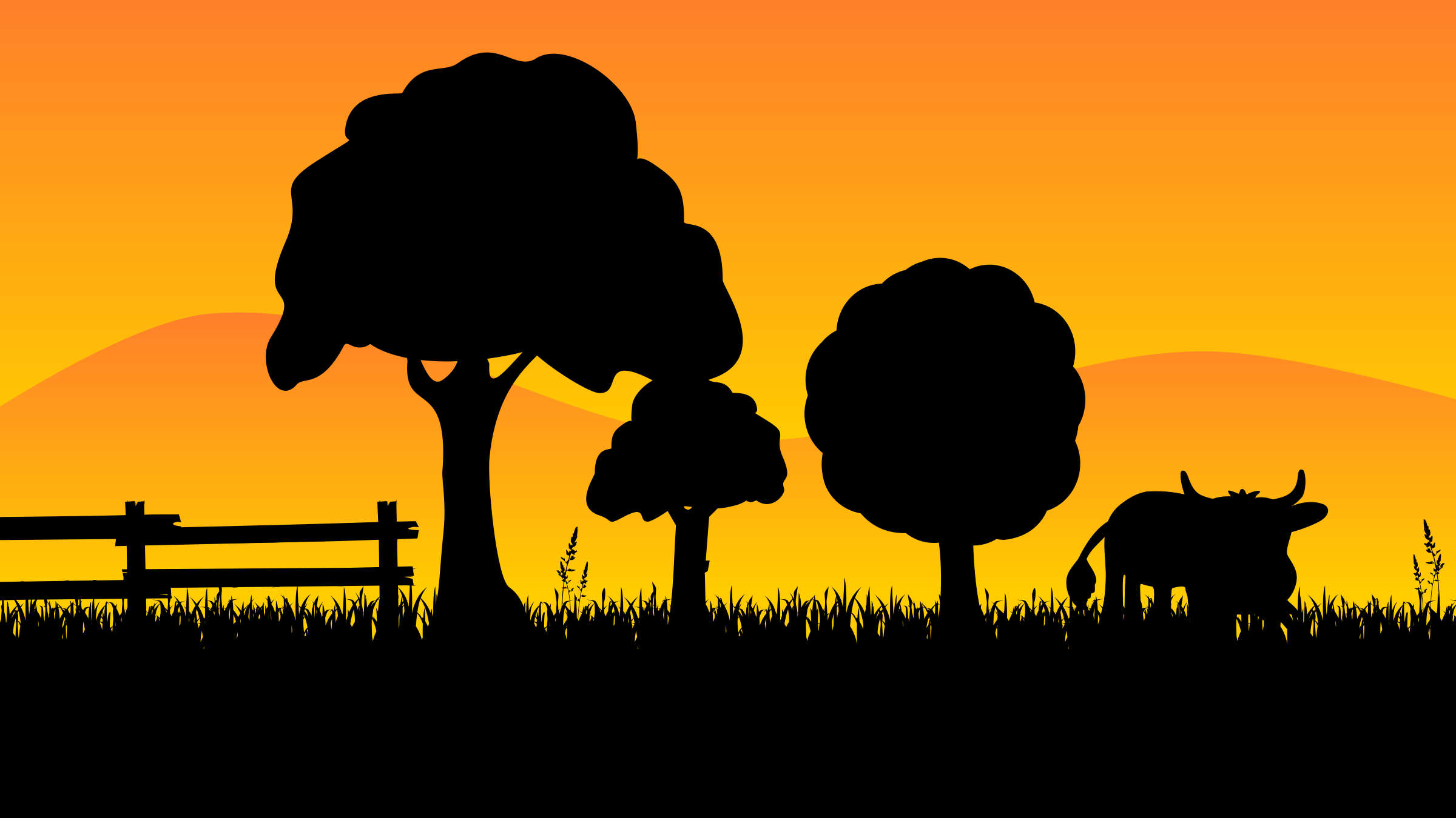 Clipart - Sunset in the countryside