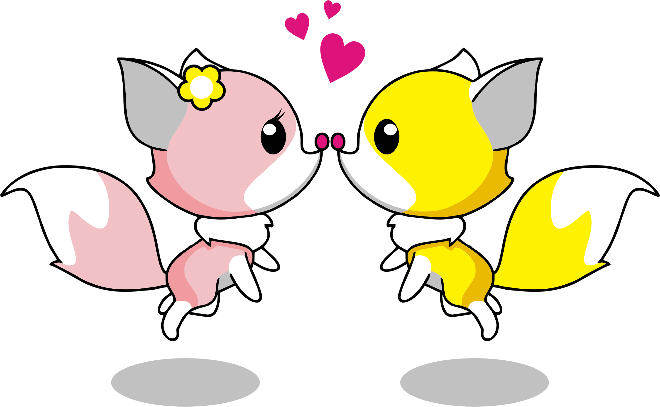 Clipart - Cartoon Foxes Romantic Couple
