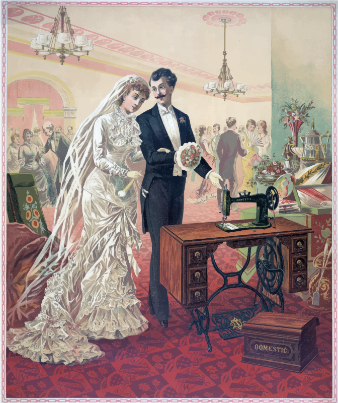 Clipart - Vintage Bride And Groom Illustration