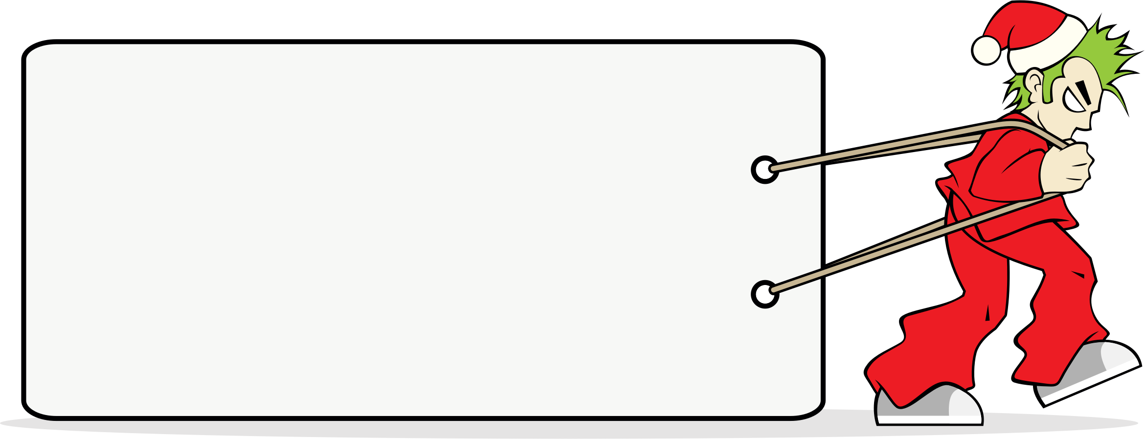 Clipart - Cartoon Boy Pulling Sign