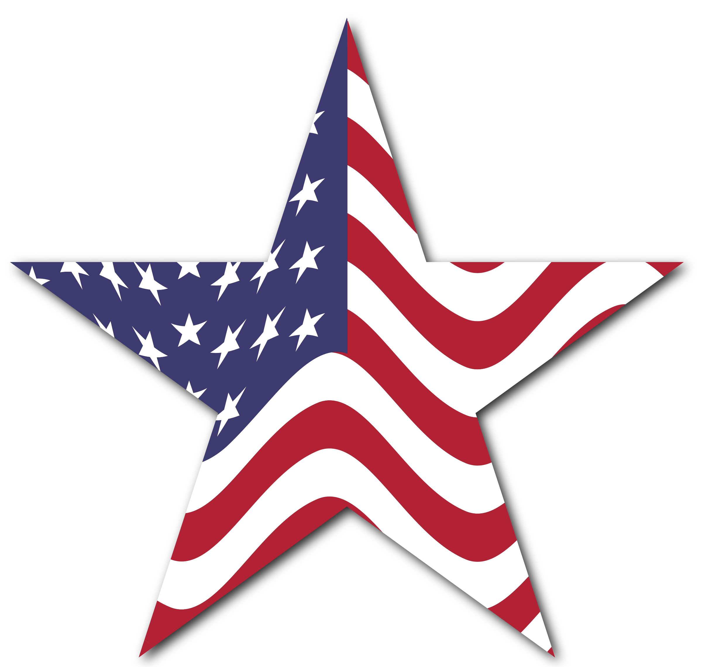 Clipart - American Flag Star With Drop Shadow
