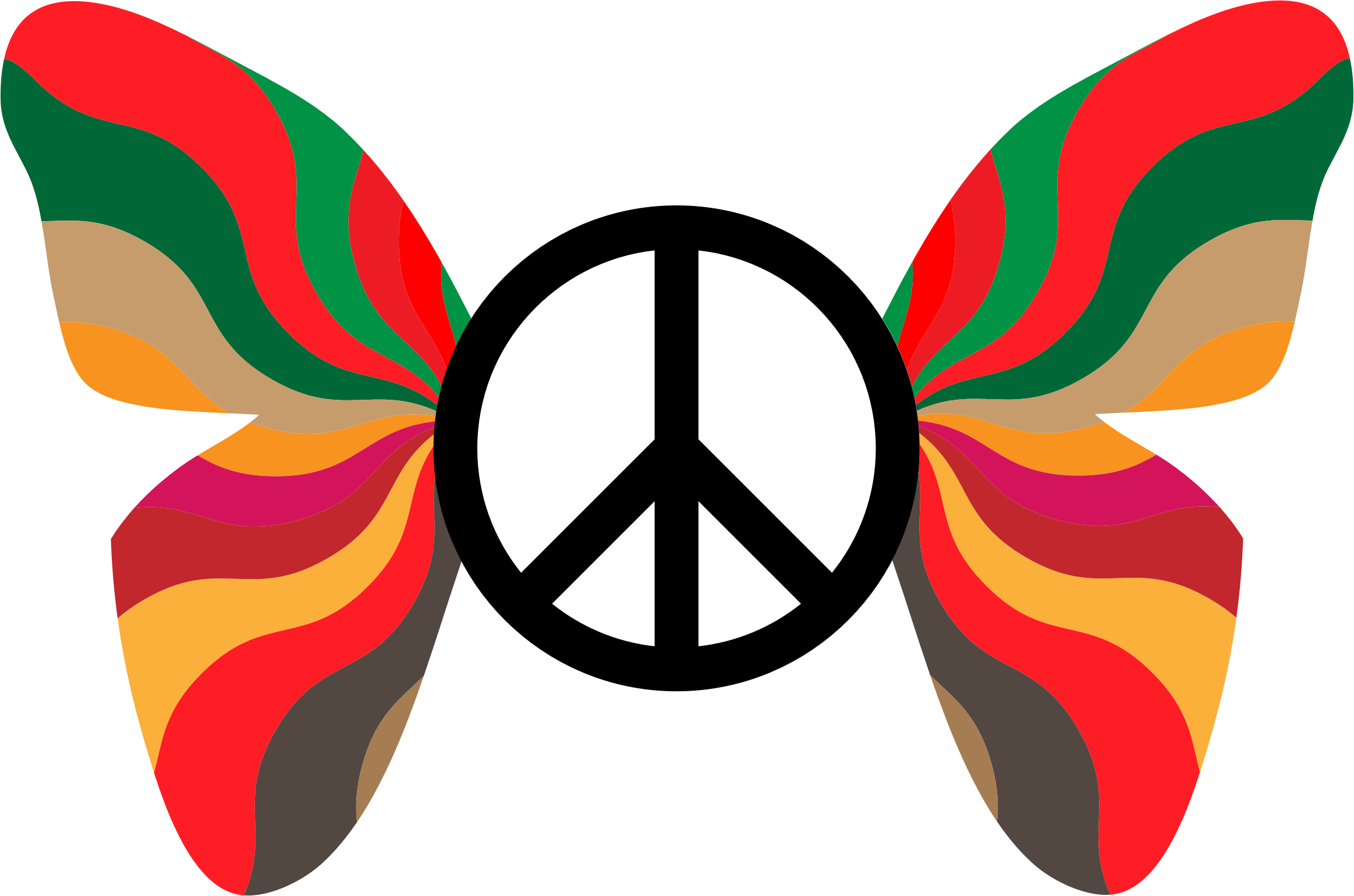 Clipart - Groovy Peace Sign Butterfly