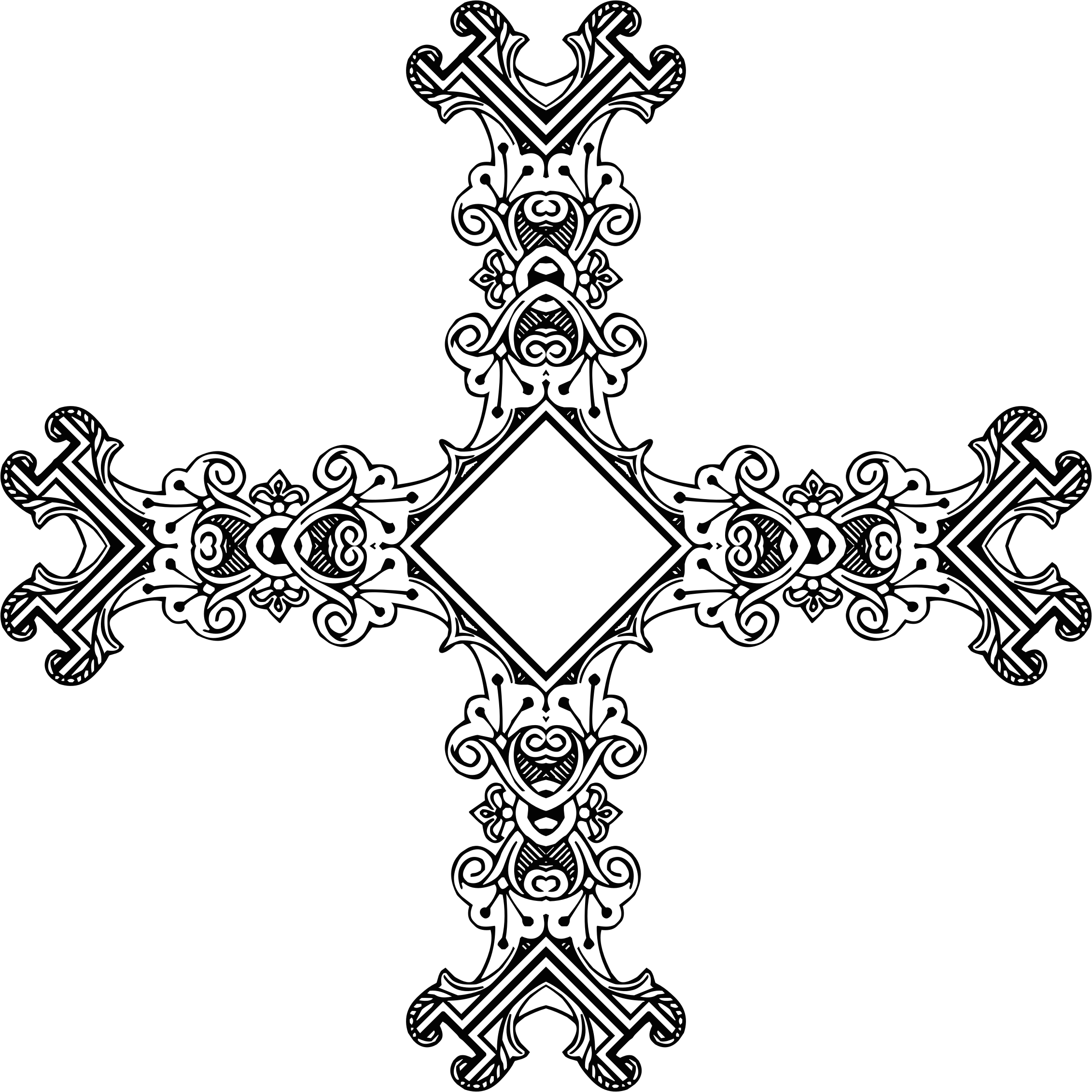 Clipart - Vintage Symmetric Frame Cross 2