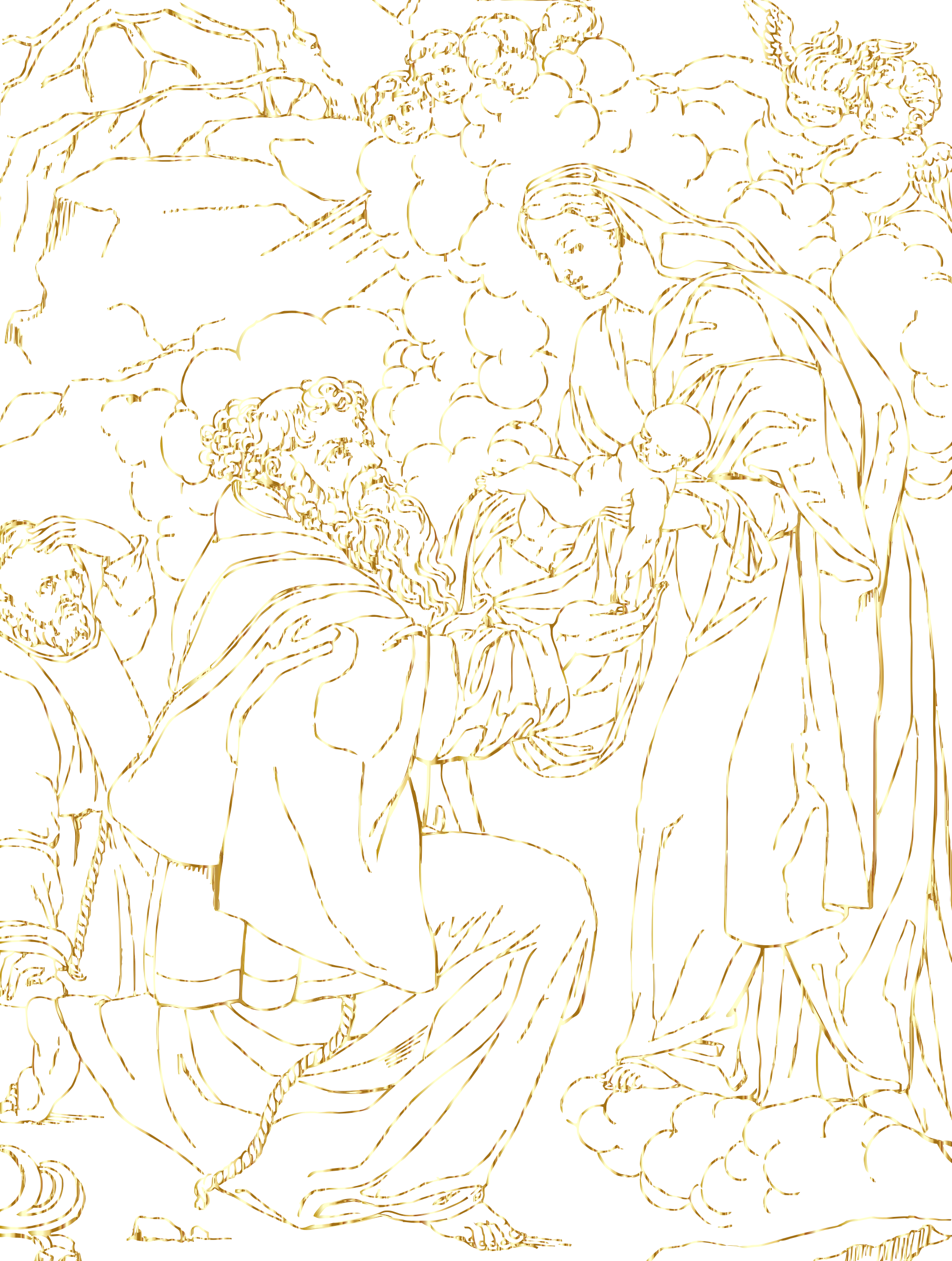 Clipart - Virgin Mary Entrusts Baby Jesus To St Francis Assisi Gold No BG
