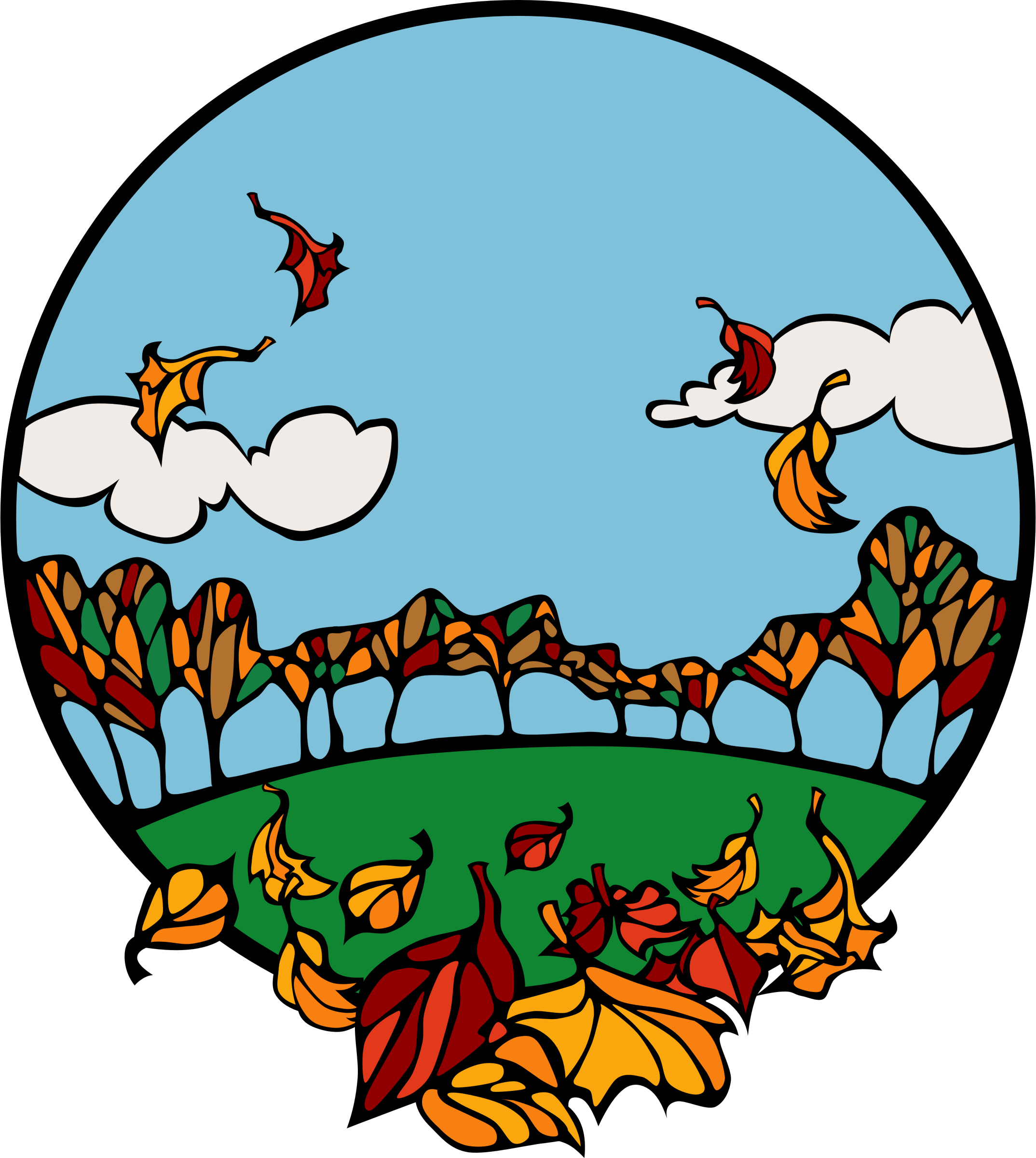 Clipart - Fall scene in a circle