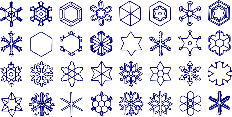 Various Types Of Snowflakes Openclipart