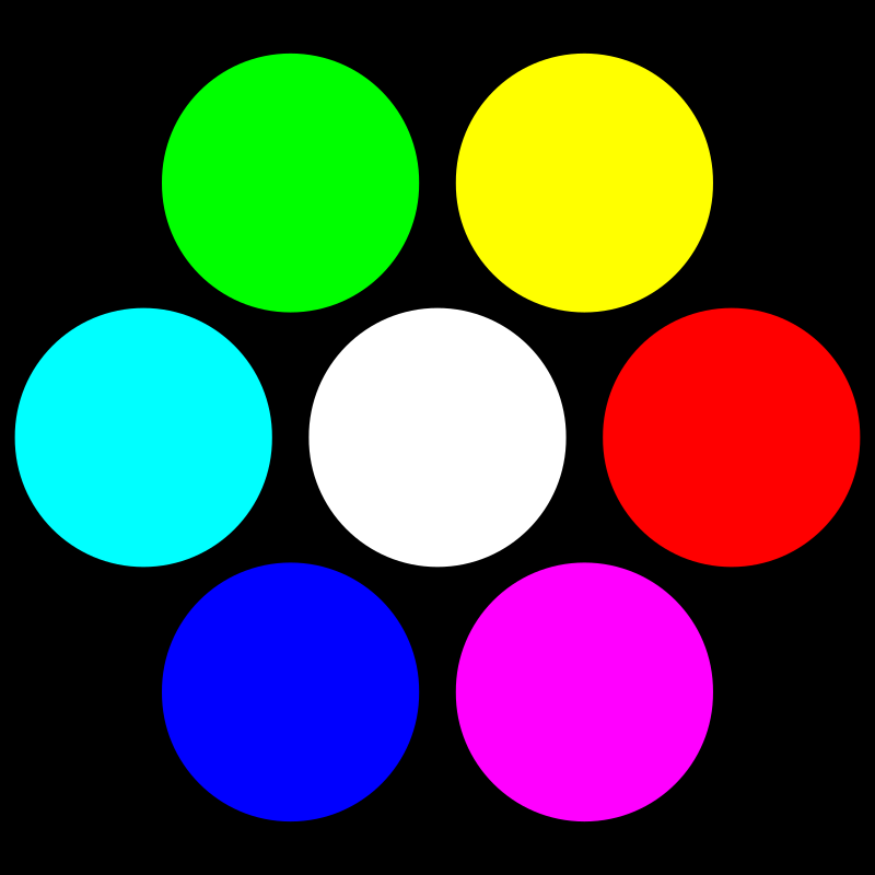 Clipart - 7 circles on black