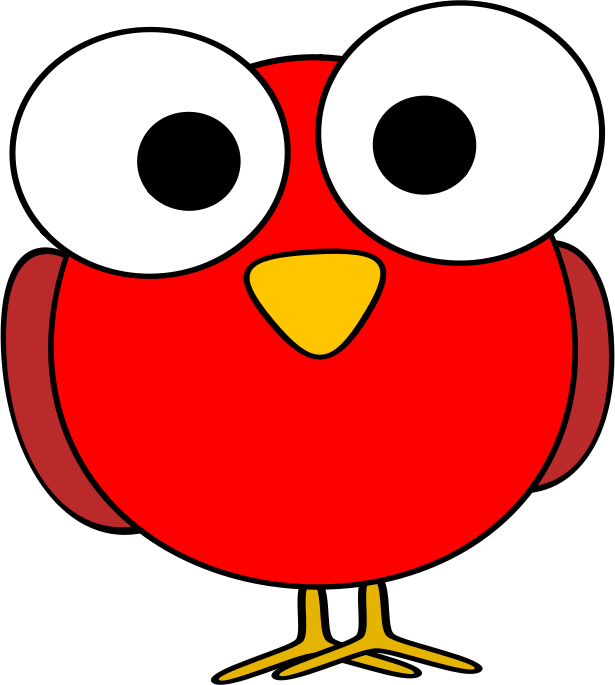 Clipart - Red googley-eye bird