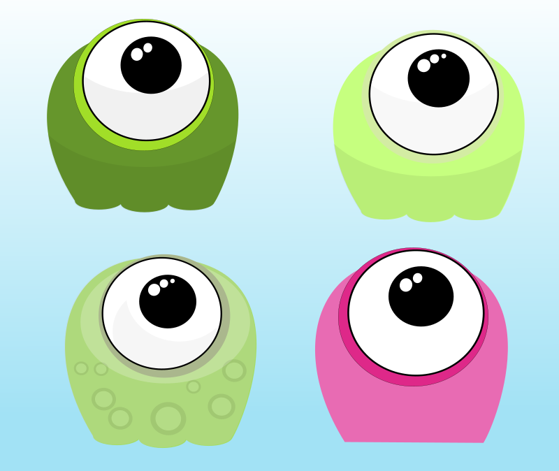 Clipart - Cute funny aliens