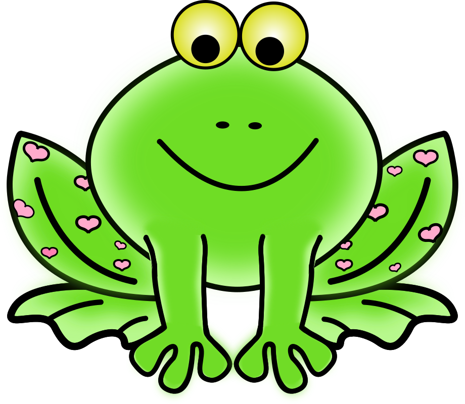 Clipart - Green Valentine Frog with pink hearts