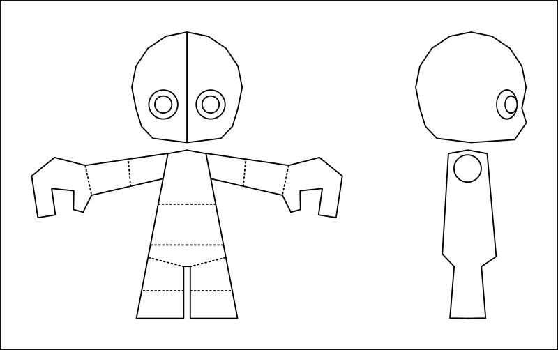 Clipart - Small 3D character blueprint 2