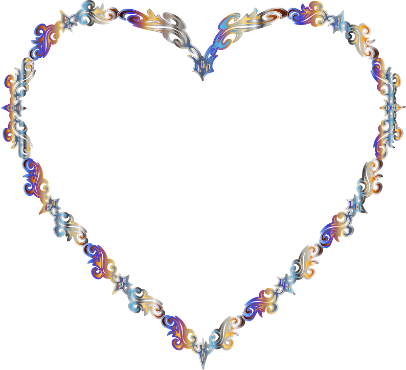 Clipart - Colorful Fancy Decorative Line Art Heart 2