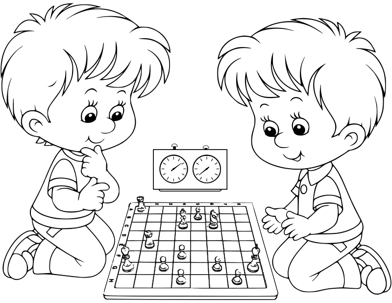 Clipart - Chess coloring book / Dibujo Ajedrez para colorear -18-